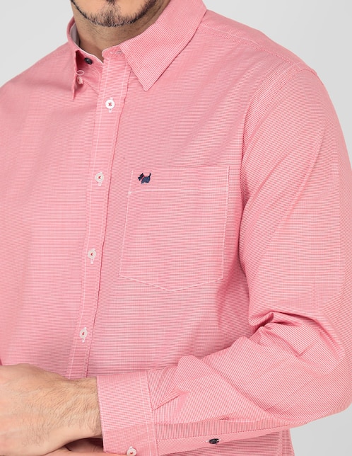 Camisa casual Ferrioni de algodón manga larga para hombre 4