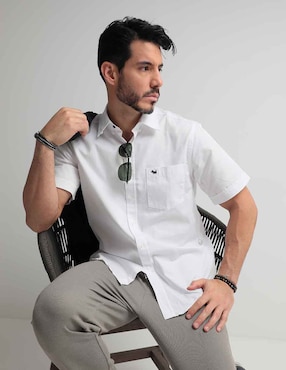 Camisa casual Ferrioni de algodón manga corta para hombre