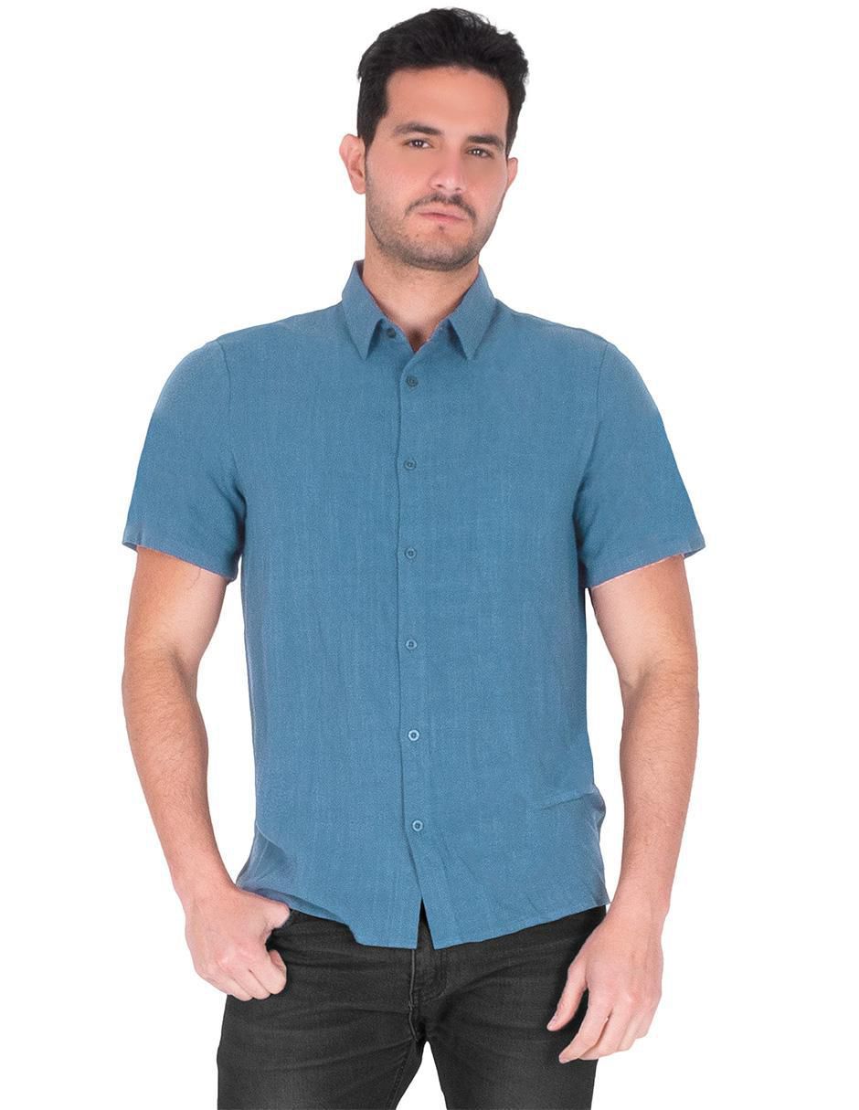 Camisa casual Generra de lino manga corta para hombre